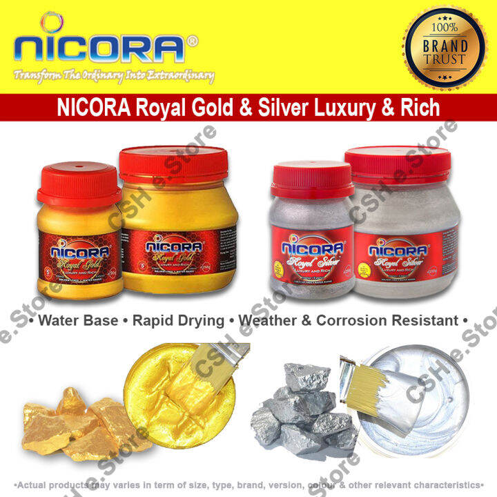 NICORA Royal Gold Paint Royal Silver Paint 250 gram Water Based ...