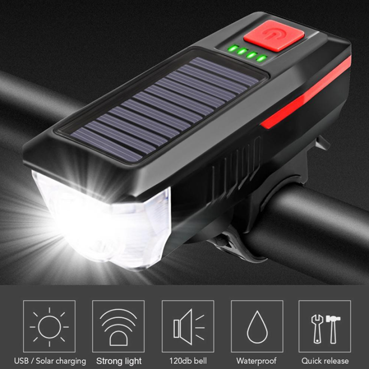 Solar bicycle Light USB dual charging horn Light 2000mAh bicycle ...