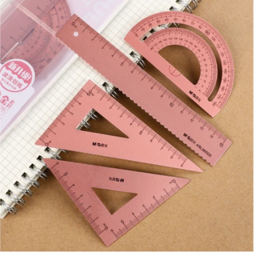 Metal Ruler Set Aluminum Alloy Ruler Triangle Ruler Protractor Set ...