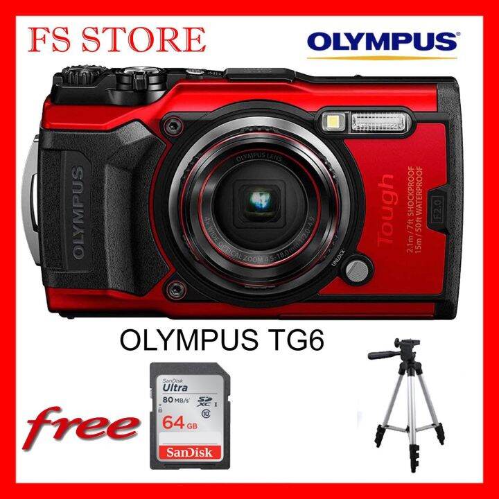OLYMPUS TG6 WATERPROOF CAMERA FREE 64GB & TRIPOD | Lazada