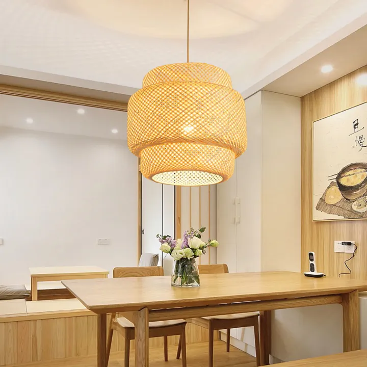 Moon Whistle Woven Bamboo Pendant Light Creative Lamp Retro Style ...