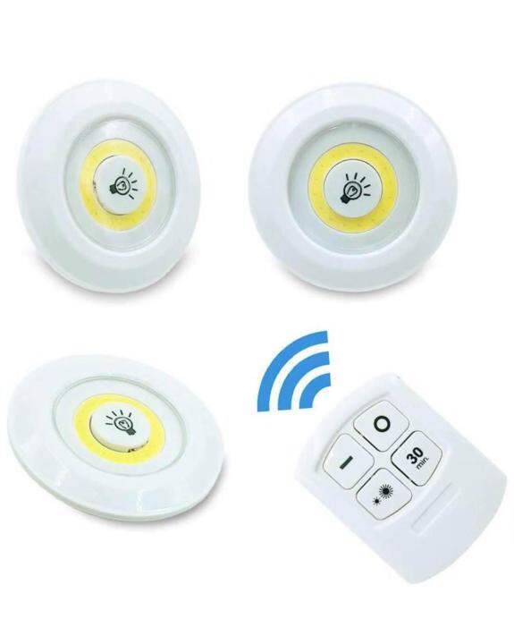 LED Light with Remote Control Set of 3,Wireless Battery-Operated Stick ...