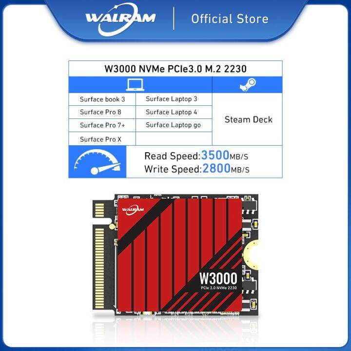 WALRAM M.2 Nmve SSD 1TB 512GB M.2 SSD 2230 Nvme Pcie Gen 3X4 SSD 3500M/S For Microsoft Surface ...