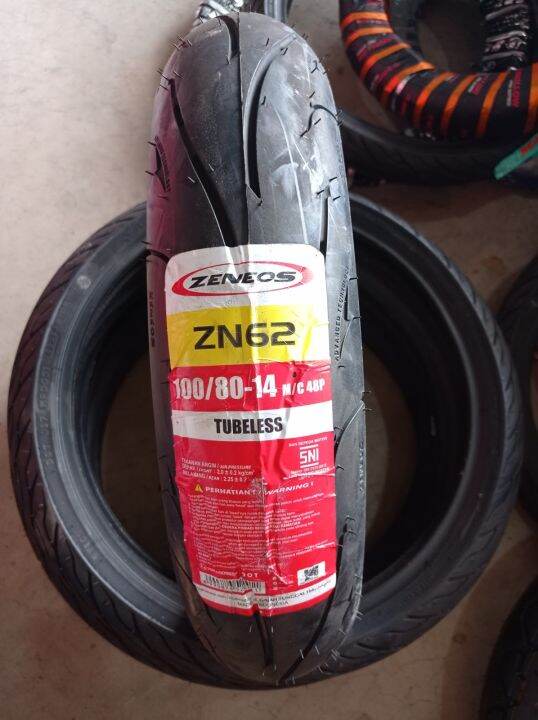 Ban Luar Motor Zeneos ZN62 Ring 14 Ukuran 100/80-14 TUBELESS Kualitas ...
