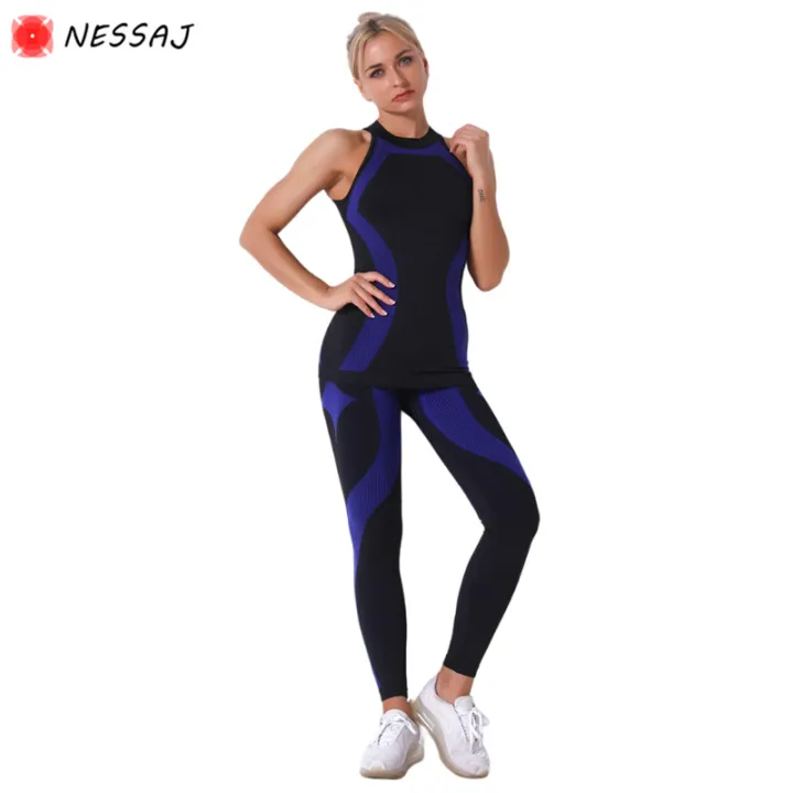 Nessaj กีฬาฟิตเนสผู้หญิง2Pcs บรายกกระชับหน้าอกไร้ตะเข็บชุดออกกำลังกาย ...