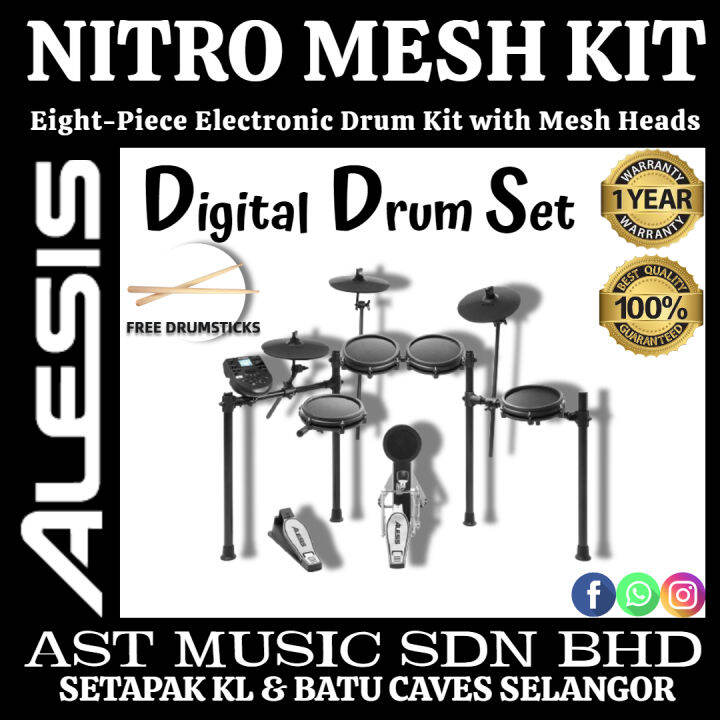 Alesis NITRO MESH KIT Eight-Piece Electronic Drum Kit with Mesh Heads ...