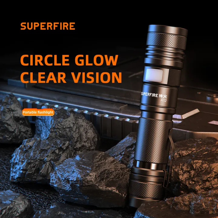 SUPERFIRE A12 flashlight chargeable 1000lm LED torch light powerful ...