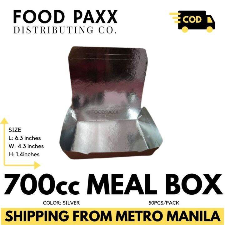 [50pcs] 700cc meal box silver laminated for take out takoyaki chicken ...