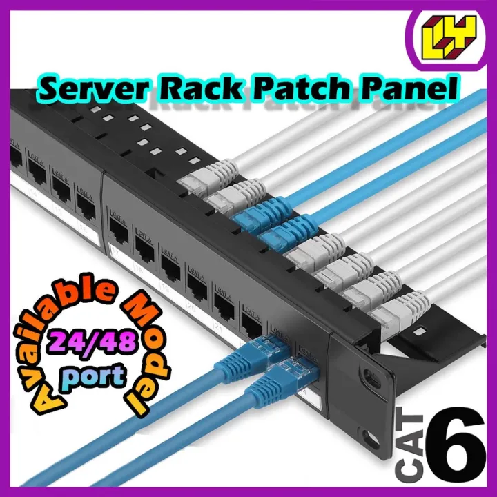 24 Ports 48 Ports Patch Panel 19" 1U Cat 6 RJ45 Rackmount Patch Panel ...