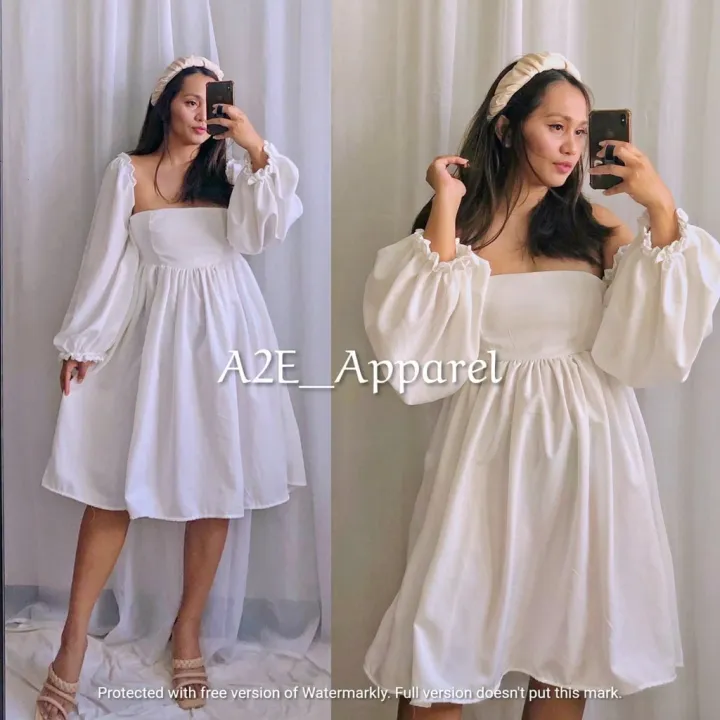 Flora Puff Long Sleeves Two Way Dress | Lazada PH