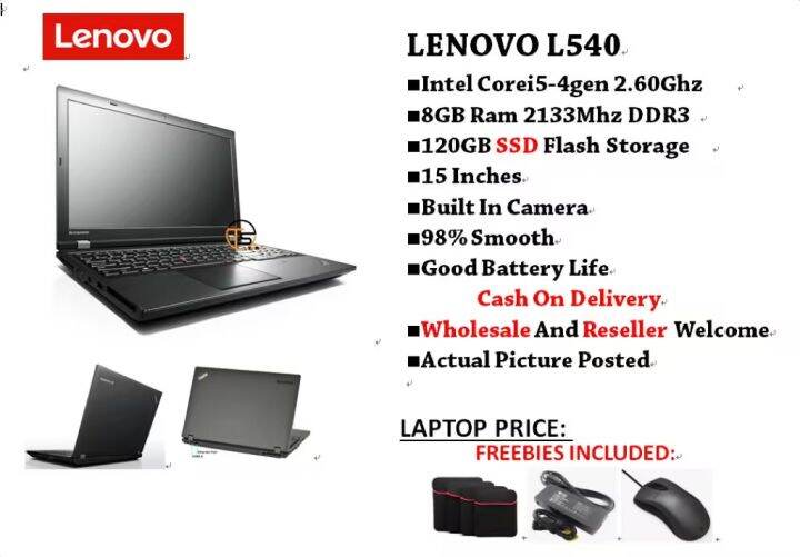 Len laptop L540 i5 4th gen 8g ram ssd storage with built in camera for ...