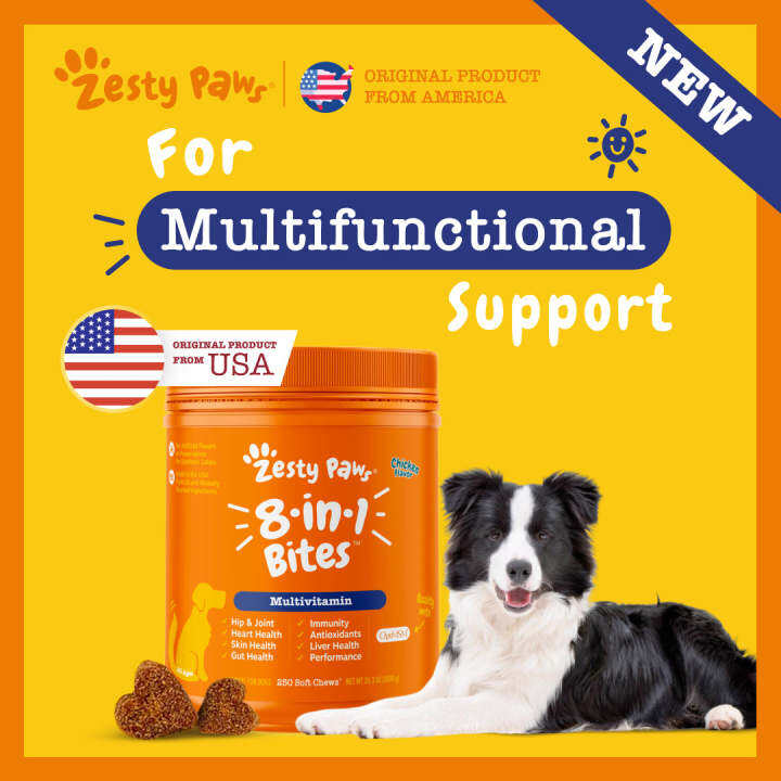 Zesty Paws 8-in-1 Multifunctional Bites - Chicken Flavor 250 Soft Chews ...
