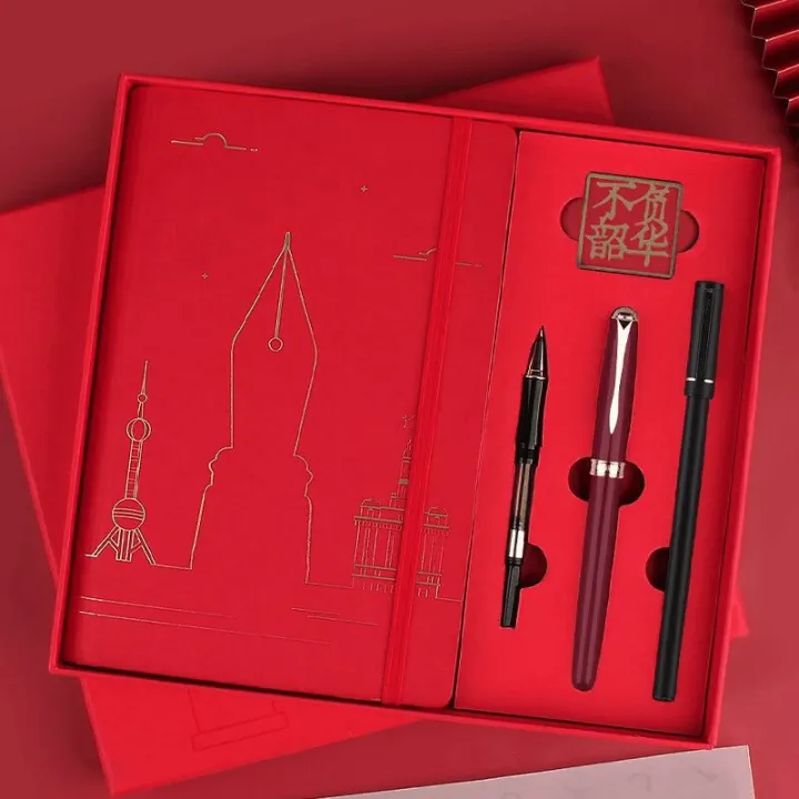Hero pen 850 red glory gift box dark sharp note book neutral pen set ...
