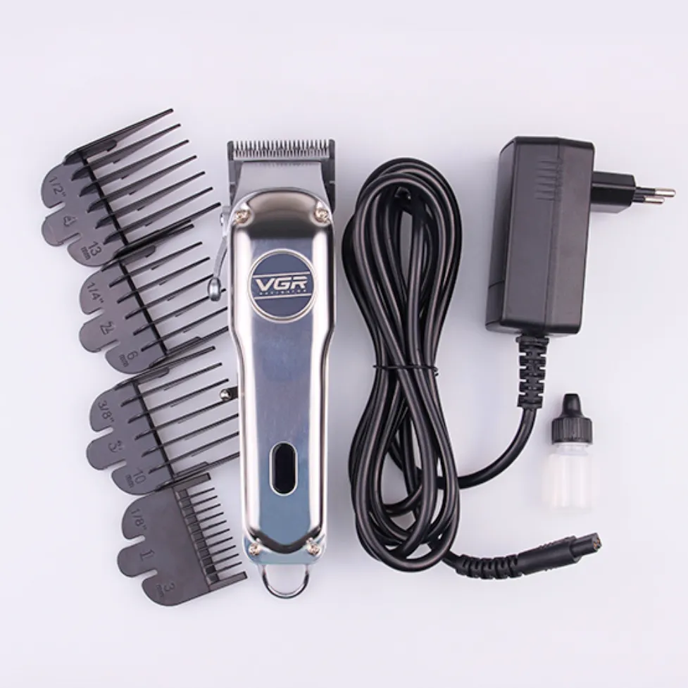 VGR ปัตตาเลี่ยน ไร้สาย V-032 สำหรับช่างตัดผมมืออาชีพ มาพร้อมกล่องหนัง เงิน One | Thisshop