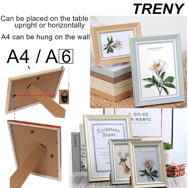 TRENY Photo Frame Good Quality Solid Wood Photo Frame 4R,A4 SIZE/ Bingkai Foto Kayu Padu ...