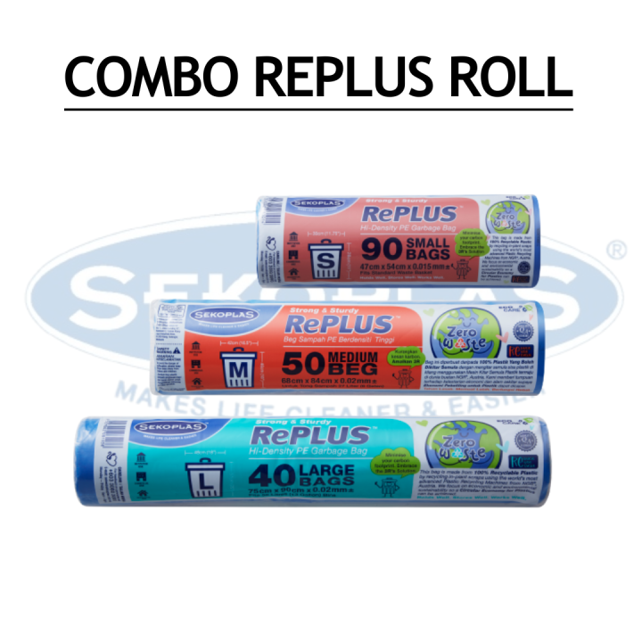 COMBO 2 rolls - Sekoplas RePLUS HDPE Garbage Bag | Lazada