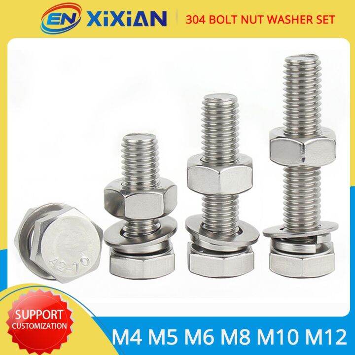 M4 M5 M6 M8 M10 M12 304 Stainless Steel External Hexagon Bolt Screw and ...