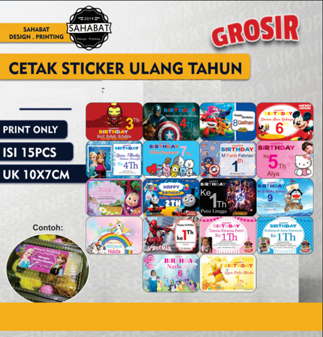 (isi 15pcs) sticker ulang tahun / sticker birthday / sticker barakallah ...