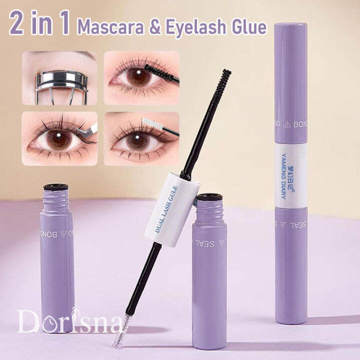 Dorisna Double Headed False Eyelashes Glue Mascara & Glue 2 in 1 Easy ...