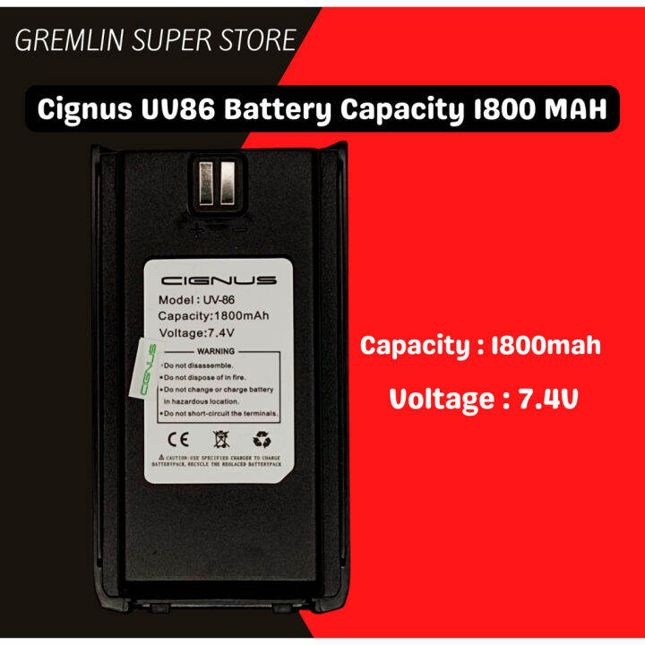 Cignus UV86 Battery Capacity 1800 MAH with freebies | Lazada PH