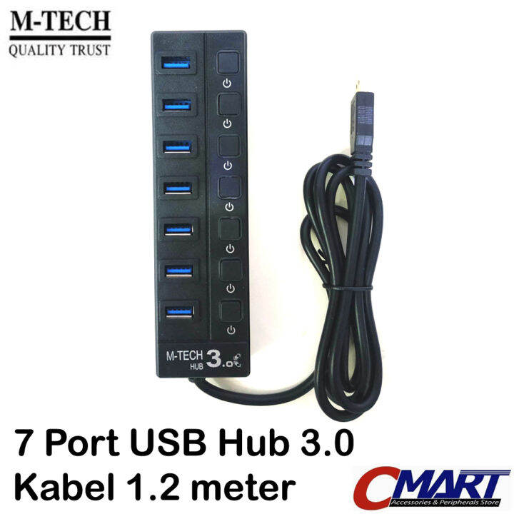 M-Tech USB HUB 3.0 7 port Super Speed with Power Switch terbaik MT-UH7 ...