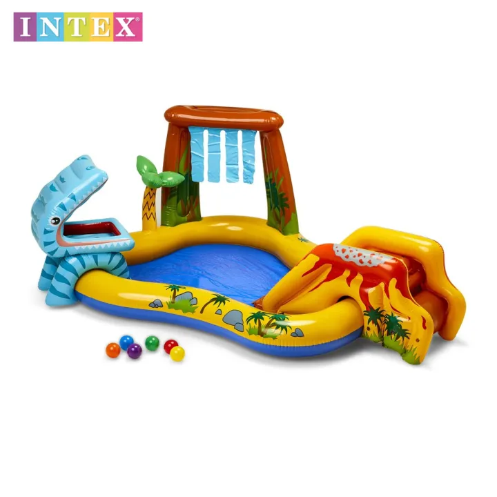 Intex Inflatable Dinosaur Play Centre สวนน้ำสไลเดอร์ ไดโนเสาร์ By Float Me Summer | Lazada.co.th