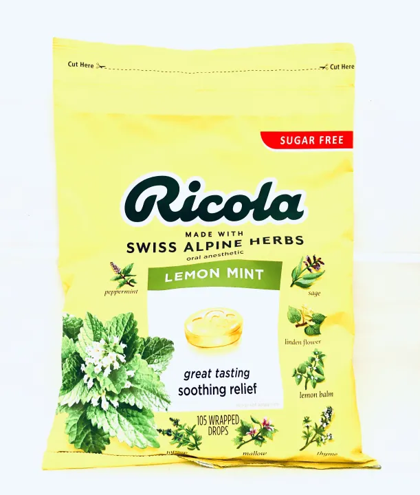 Ricola made with Swiss Alpine Herbs LEMON MINT (105 Wrapped Drops ...