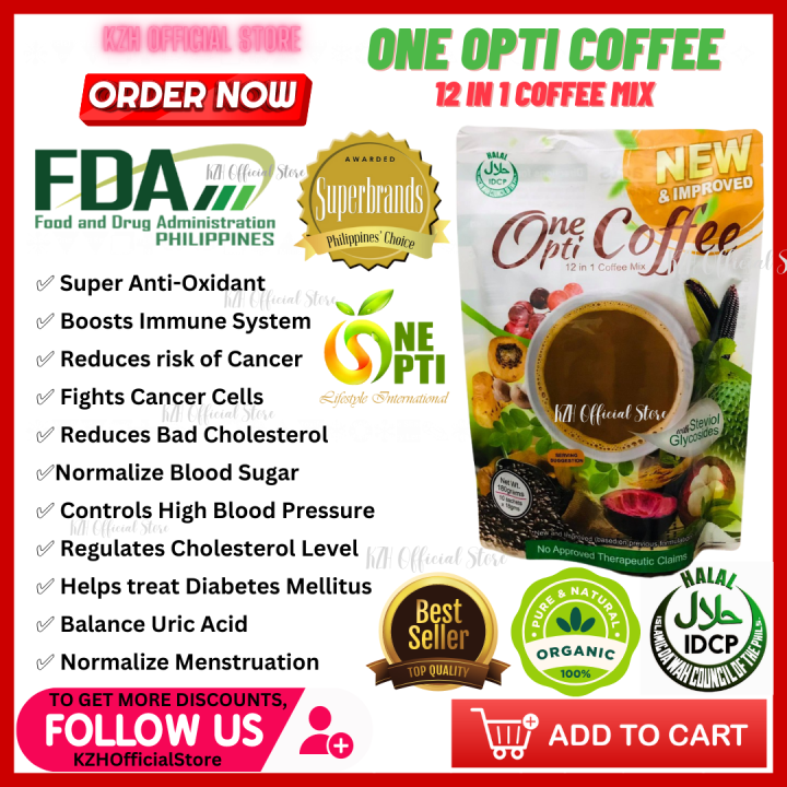 One Opti Coffee 12 in 1 Instant Coffee Mix with Steviol Glycosides (10 ...