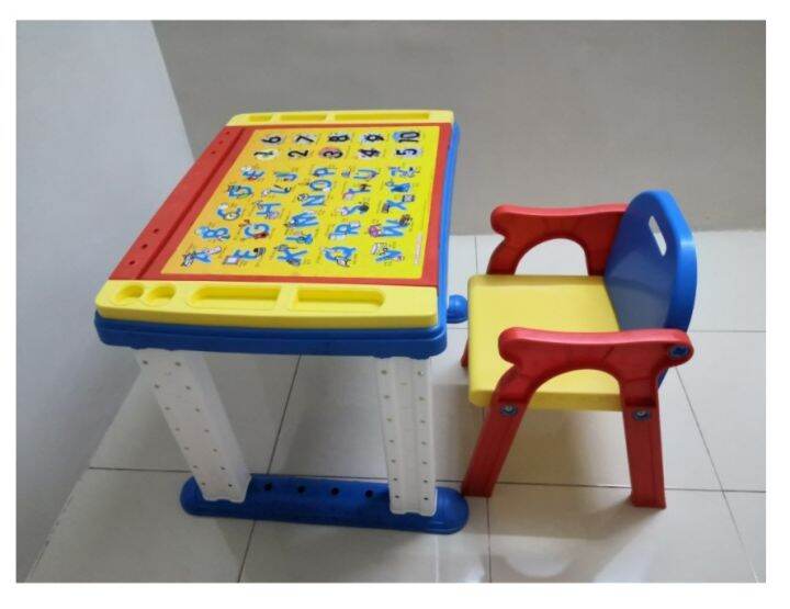 Children Study Table And Chair Full Set Come With Printed ABC Alphabet ...