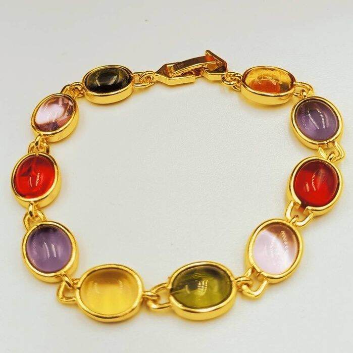 JIJD 365 K252 สร้อยข้อมือพลอยนพเก้าพลอยมณีใต้น้ำ งานสวยใส่ลงน้ำได้ ...