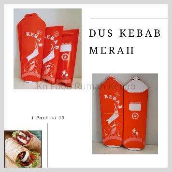 DUS KEBAB BESAR MERAH/ISI 50 PCS /desain warna merah/bungkus kebab ...