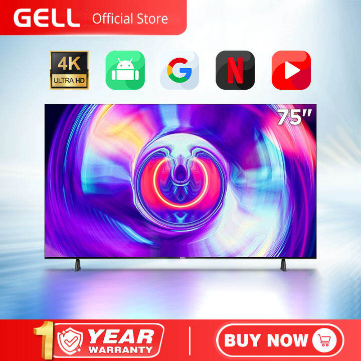 Gell 75 inch Smart LED TV flat screen Android9.0 Large-screen tv ...