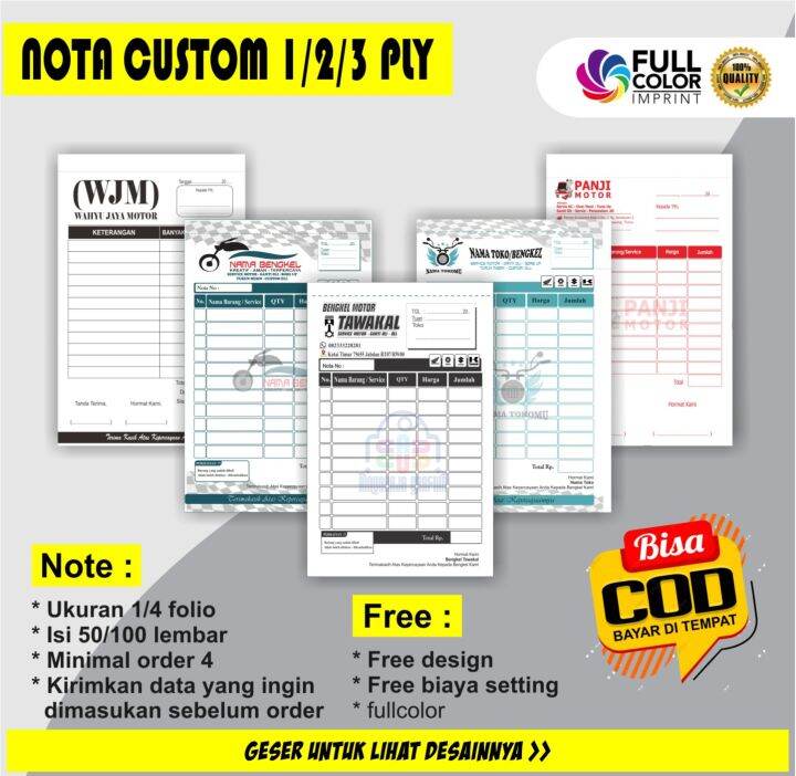 LAGI PROMO | Cetak Nota Bengkel Motor Pake Nama Sendiri 1,2,3 ply isi ...