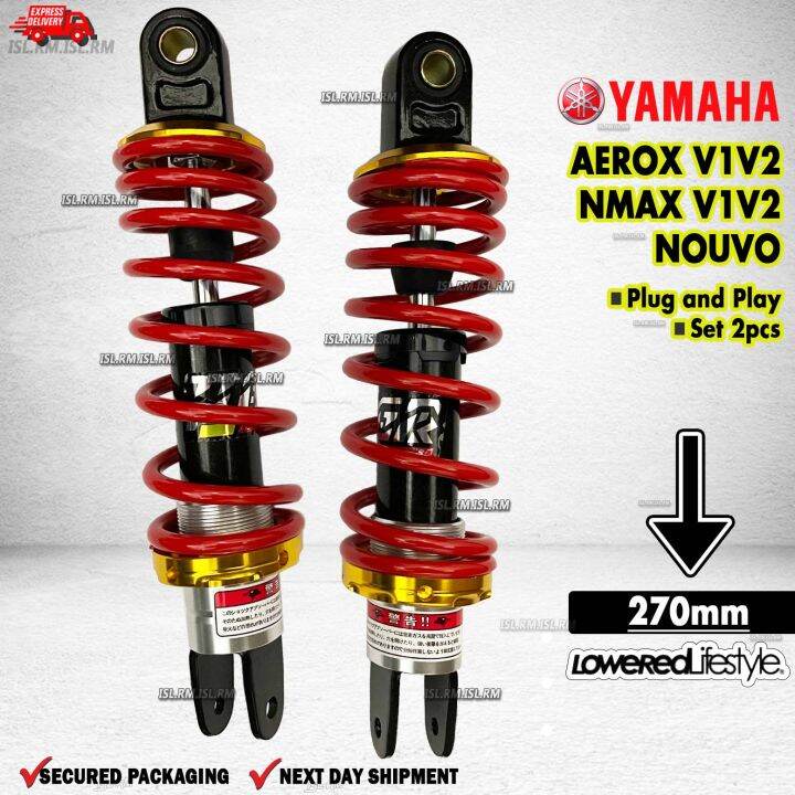 Aerox V1 V2 Nmax V1 V2 Nouvo 2 pcs Set Rear RED Shock 270mm Lowered Style Plug and play | Lazada PH