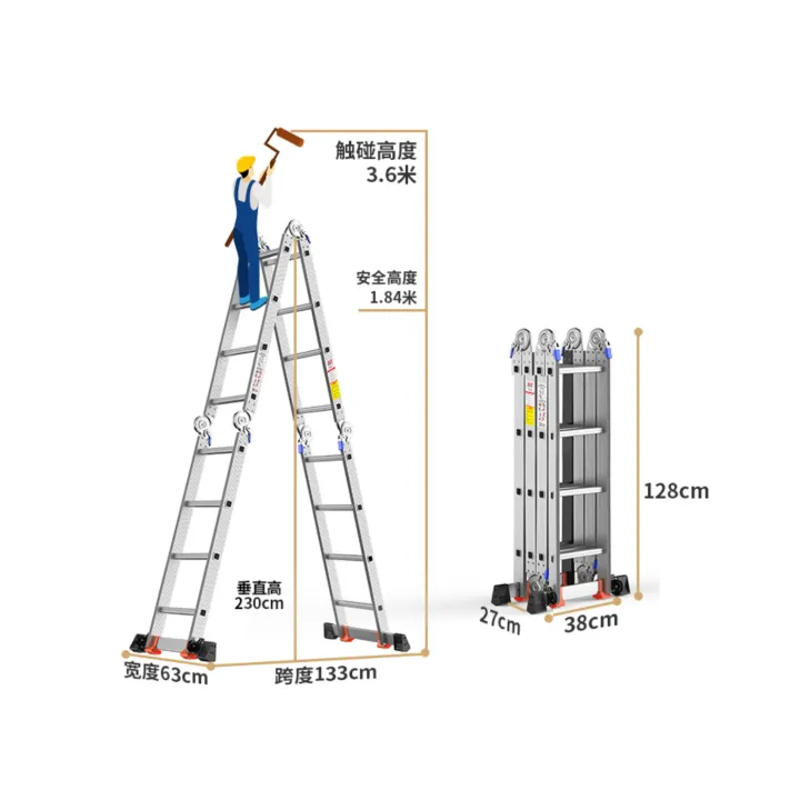 Hagdan-Folding Ladder Aluminum Alloy Telescopic Extension Ladder Multi ...