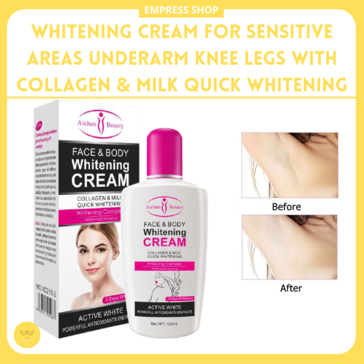 AICHUN BEAUTY Whitening Cream for sensitive Areas Underarm Knee Legs with Collagen & Milk Quick ...