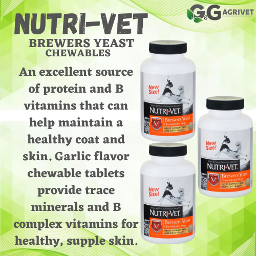 [G&G] 3 BOTTLES NUTRIVET BREWERS YEAST CHEWABLE/GARLIC FLAVOR/DOGS/300 ...
