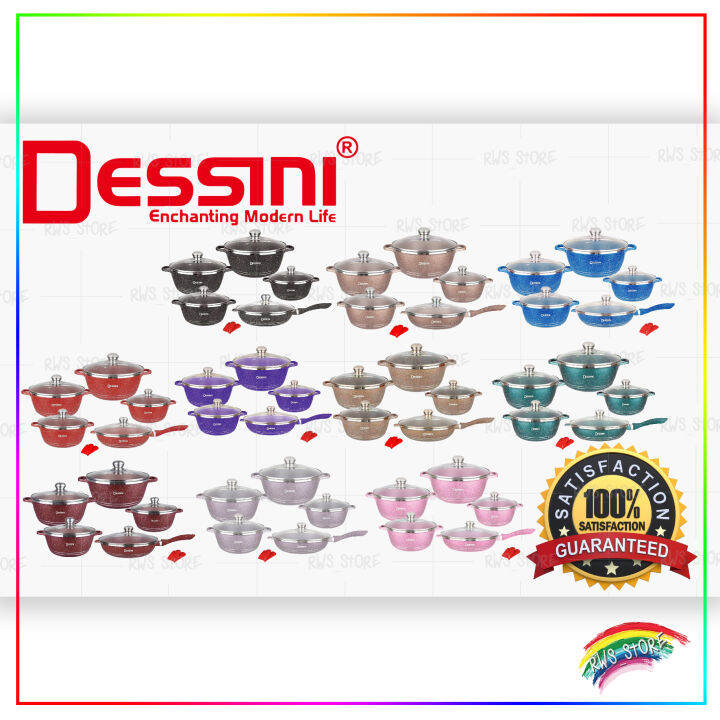 DESSINI 12pcs Cookware Set Non Stick Deep Fry Pan Steamer Pot 12件套不粘锅 ...
