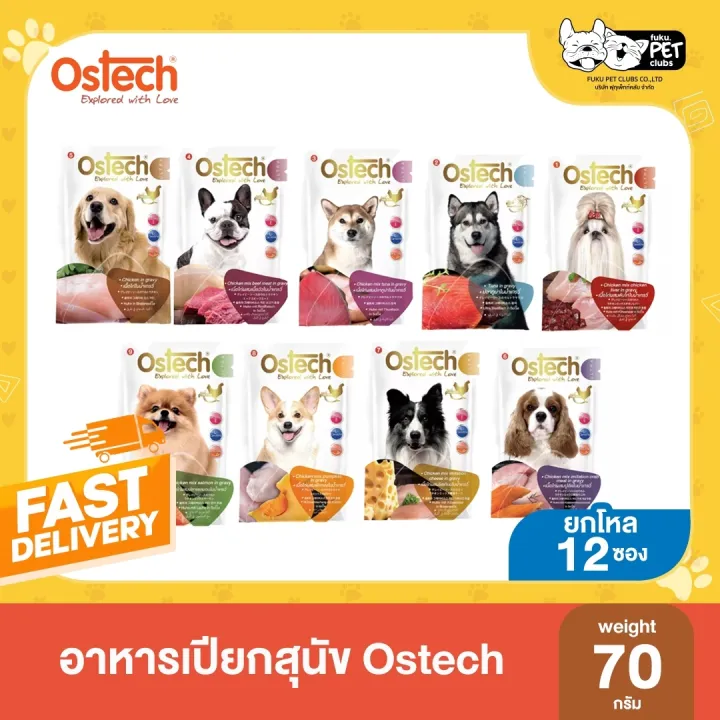 Ostech อาหารเปียกสำหรับสุนัข ขนาด 70 กรัม (12 ซอง) | Lazada.co.th