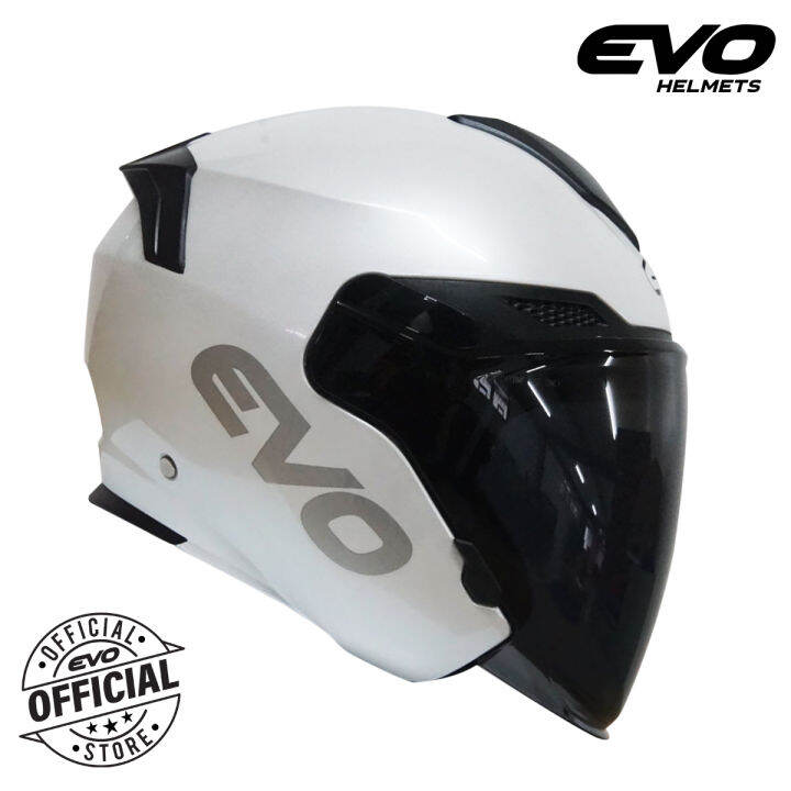 EVO RX-7 Plain Pearl White Half Face Dual Visor Helmet | Lazada PH