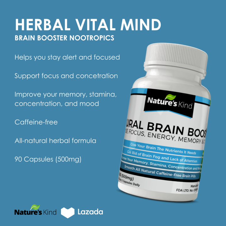 Herbal VitalMind Brain Booster Nootropics - Increase Focus, Energy ...