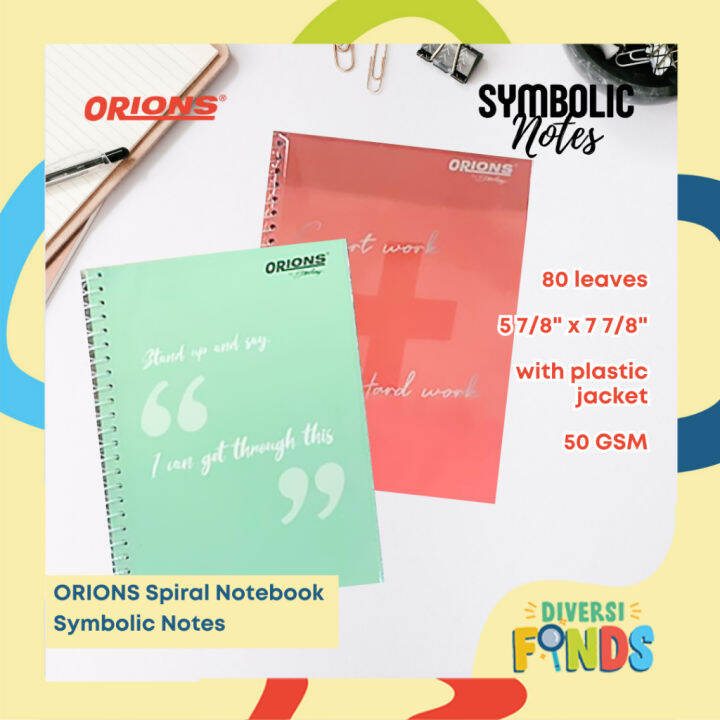 Orions SYMBOLIC NOTES Spiral Notebook W/Plastic Jacket 80lvs- Set of 3 ...