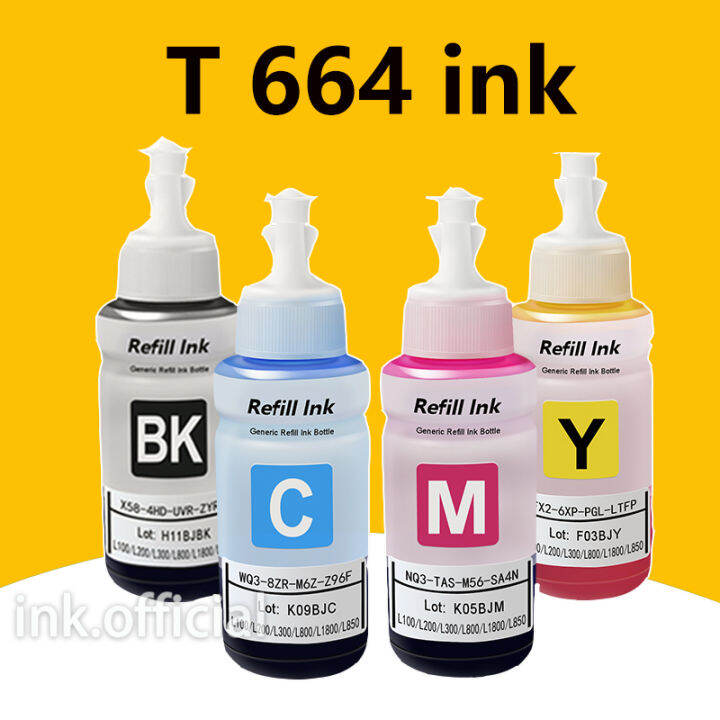 Epson l120 ink Epson T664 ink 664 ink Black Cyan Magenta Yellow 70ml Ink Bottle for Epson L100 ...