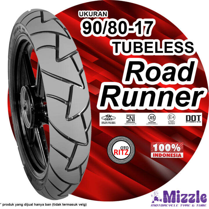 Ban Motor Tubeless 90/80-17 Road Runner Mizzle - Ban Baru Motor Ring 17 ...