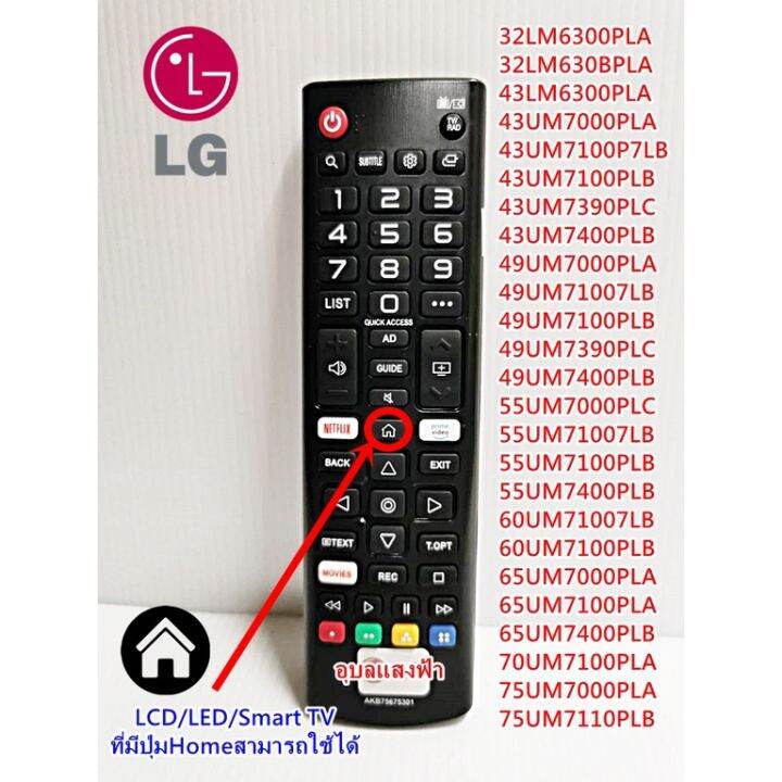 รีโมททีวี LG AKB75675301 ใช้ได้กับทีวี LG ที่มีปุ่มHOME ได้ทุกรุ่น ...