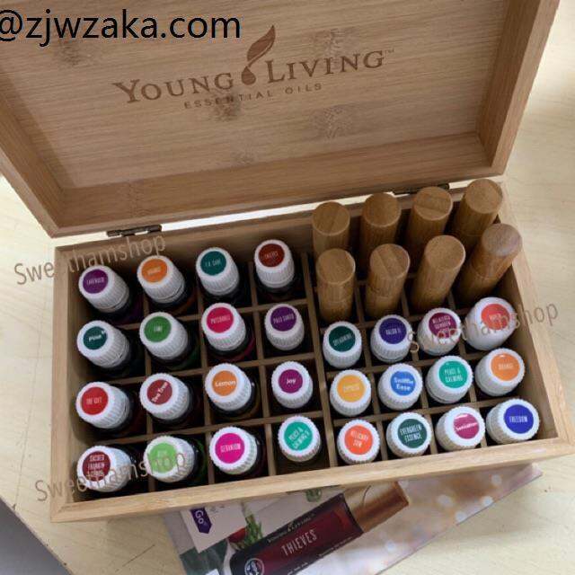 Essential Oil Box Bamboo 16+20 Slot Fit 5ml, 15ml 10ml Roller Bottles ...