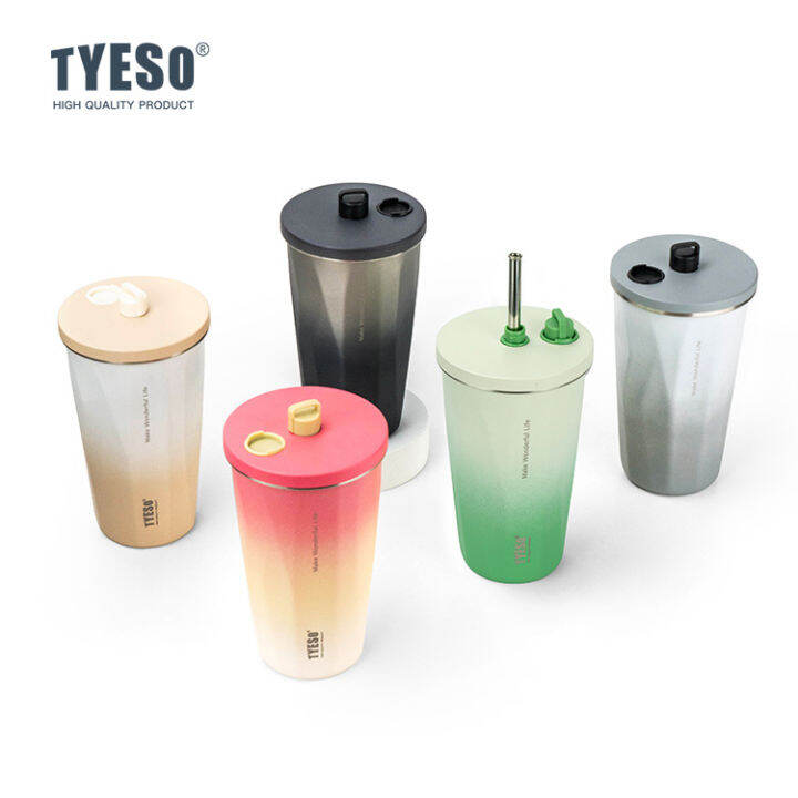 🎉มาใหม่แก้วน้ำ TYESO แก้วเก็บความเย็น แก้วกาแฟรุ่นใหม่ หลอดเด้ง แถมฟรี แปรงทำความสะอาด สแตนเลส ...