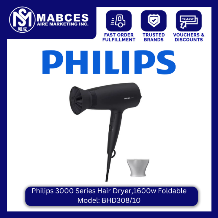 Philips 3000 Series Hair Dryer, 1600w Foldable BHD308/10 | Lazada PH