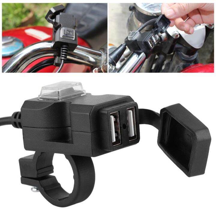 Dual 12V USB Port Motorcycle Phone Charger Waterproof Steering Wheel ...