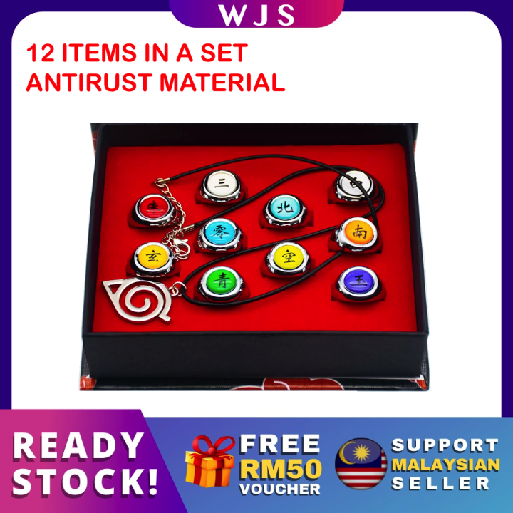 (12 IN A SET) WJS 10 Rings Naruto Akatsuki Members Cosplay Accessories ...